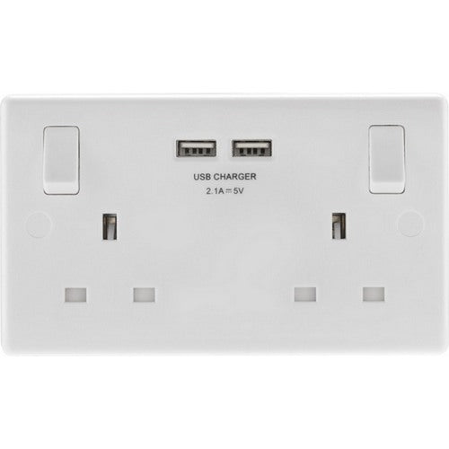 BG 2 GANG SWITCHED SOCKET C/W 2 X USB OUTLETS – Watson Hire
