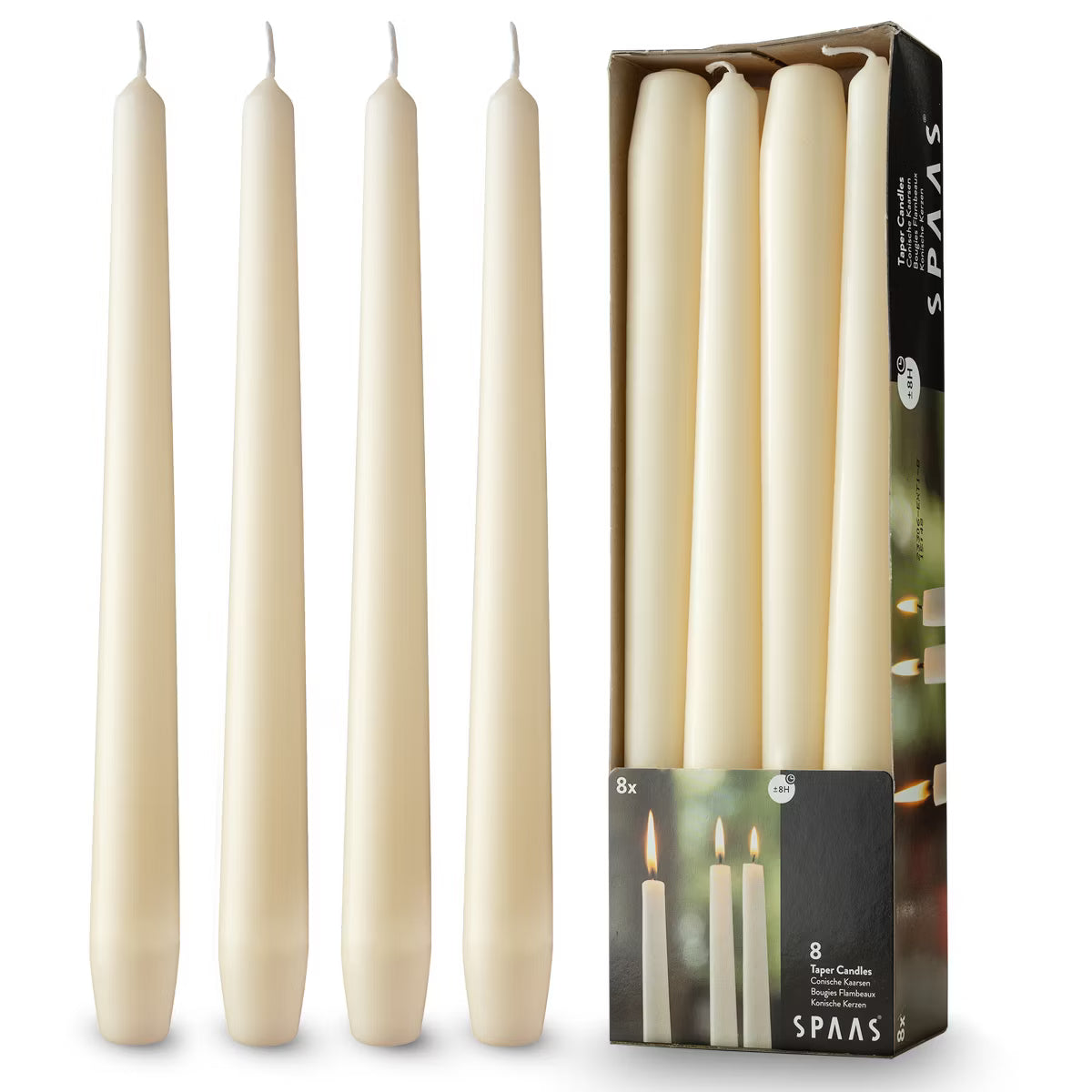 SPAAS DINNER CANDLE 250MM IVORY 8PC – Watson Hire
