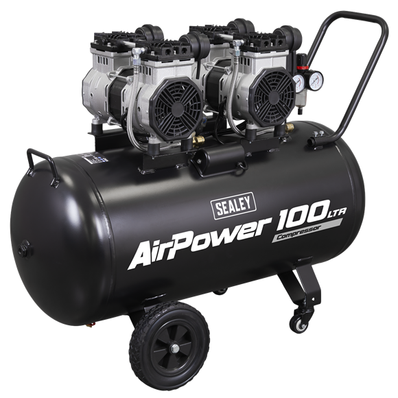 SEALEY 100L OIL FREE LOW NOISE DIRECT DRIVE AIR COMPRESSOR 2 X 2HP ...